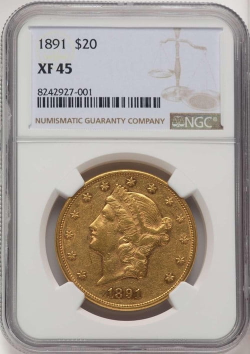 1891 $20 Liberty Gold Double Eagle Coin NGC XF45 - HAT775447018 ...