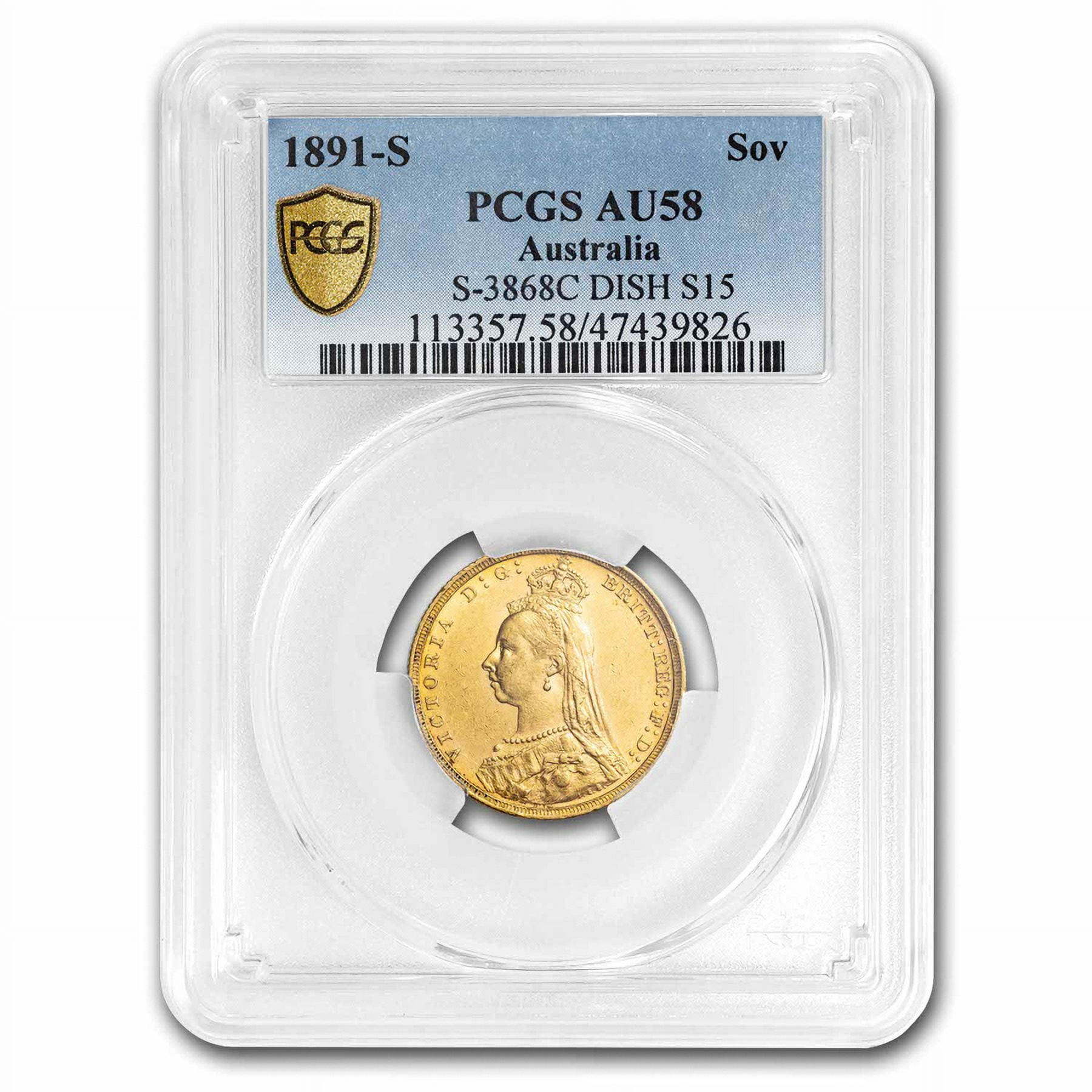 1891-S Australia Gold Sovereign Victoria Jubilee AU-58 PCGS - Walmart.com