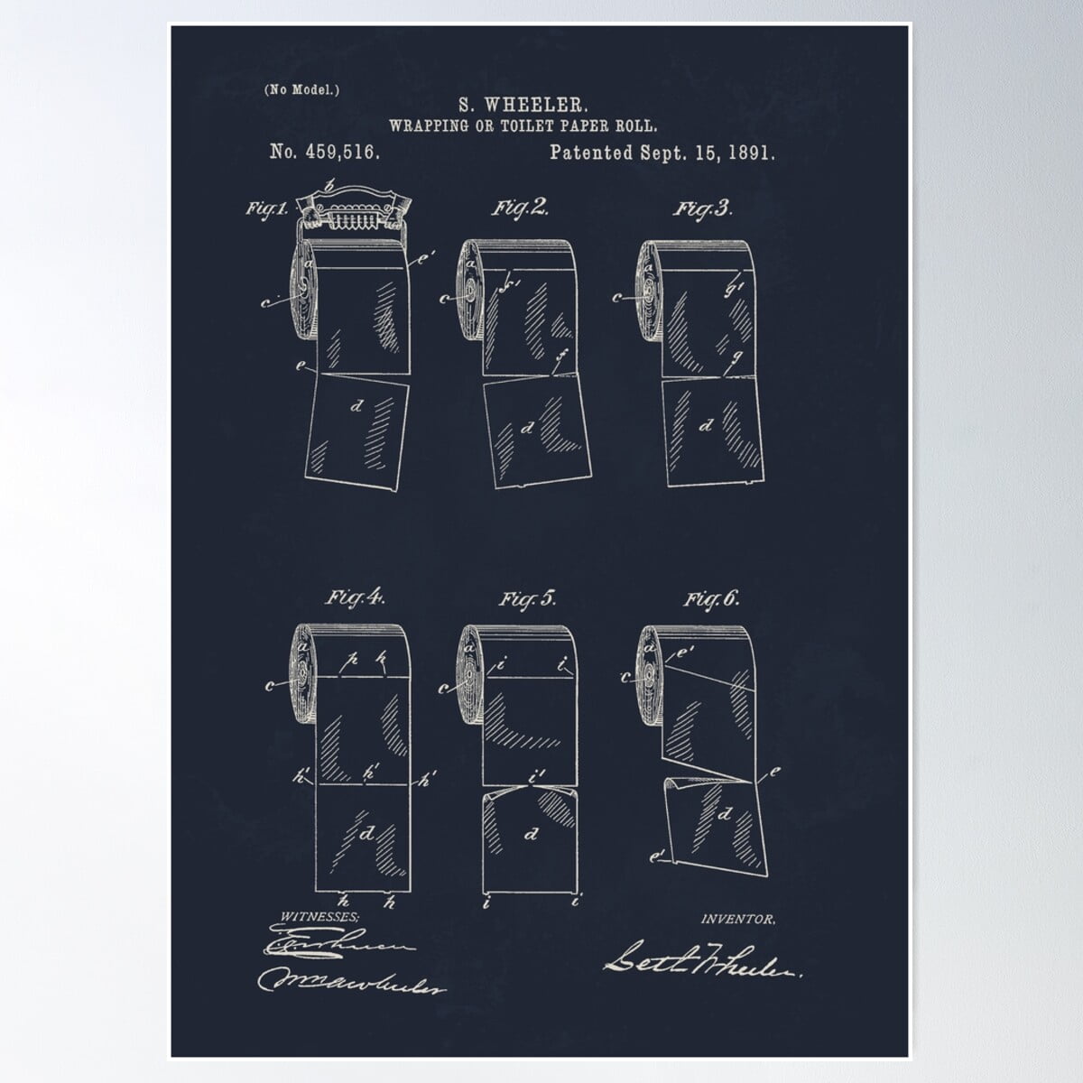 1891 Wrapping Or Toilet Paper Roll Poster Wall Art Modern Wall Decor ...