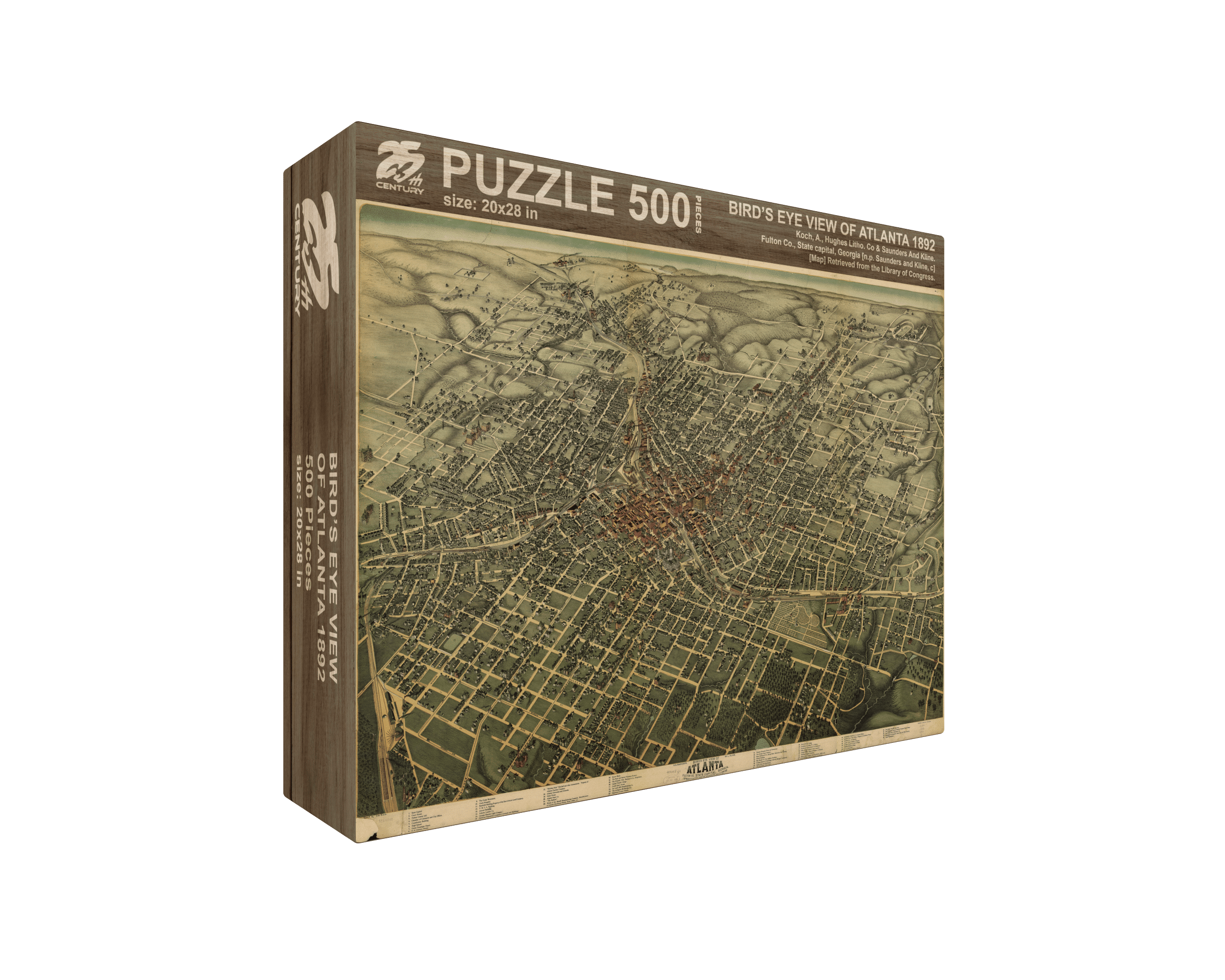 1892 Bird's Eye Map of Atlanta , Jigsaw Puzzle 500 Pieces - 25th ...