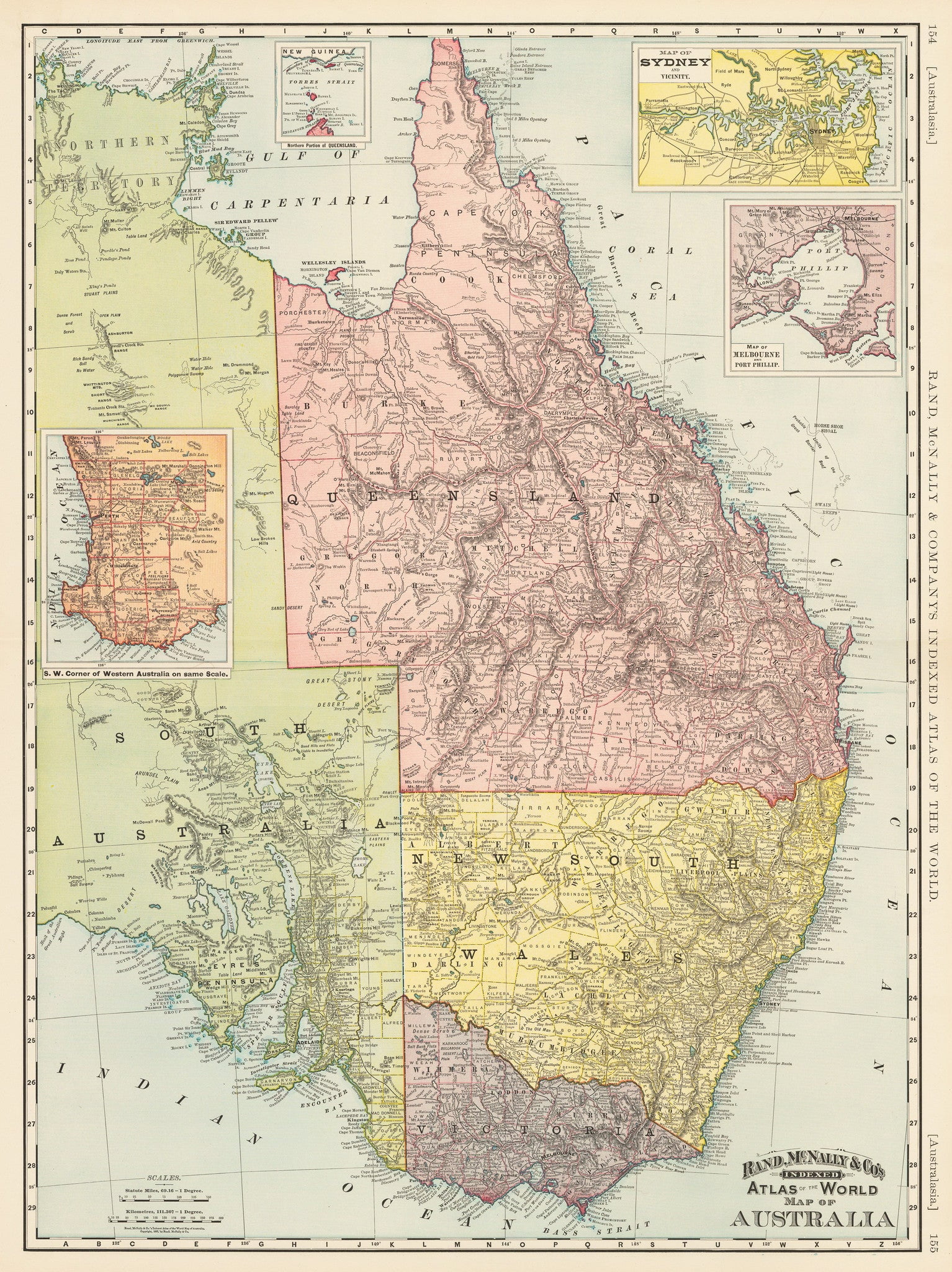 1892 Rand, McNally & Co’s. Indexed Atlas of the World Map of Australia ...