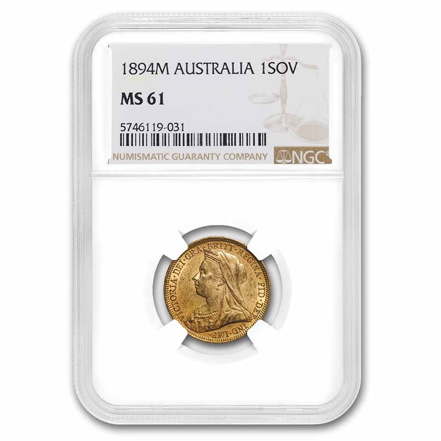 1894-M Australia Gold Sovereign Victoria Veiled Head MS-61 NGC - Walmart.com