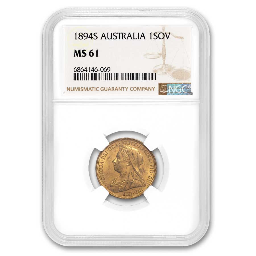1894-S Australia Gold Sovereign Victoria Veiled Head MS-61 NGC - Walmart.com