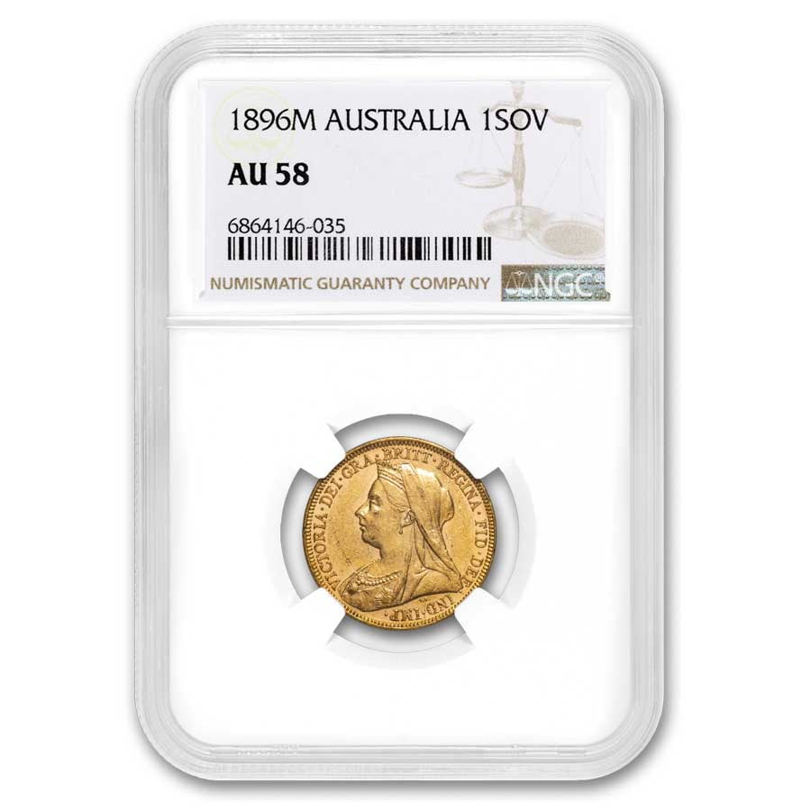 1896-M Australia Gold Sovereign Victoria Veiled Head AU-58 NGC - Walmart.com