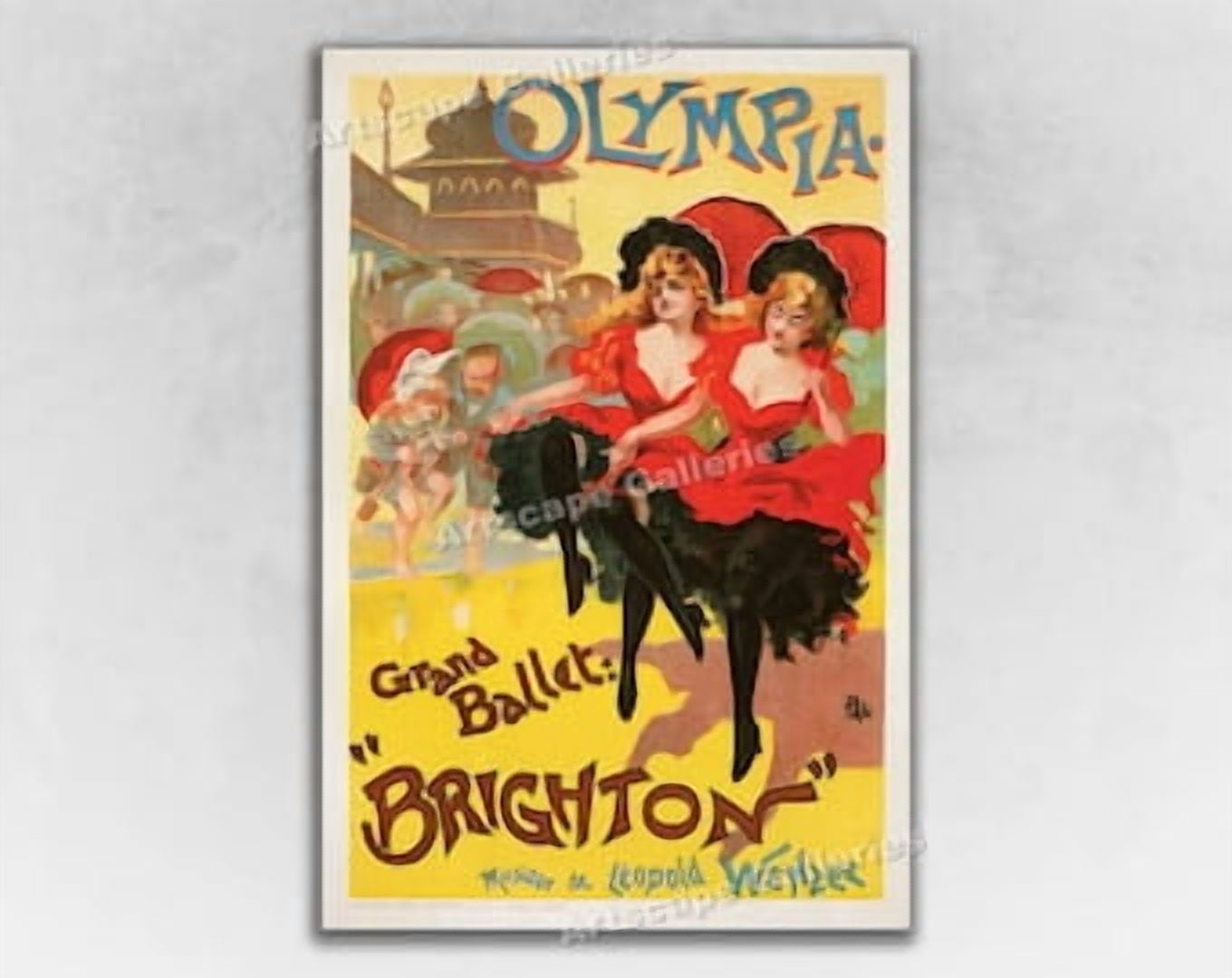 1896 Olympia Theater Grand Ballet "Brighton" French Art Nouveau Poster ...