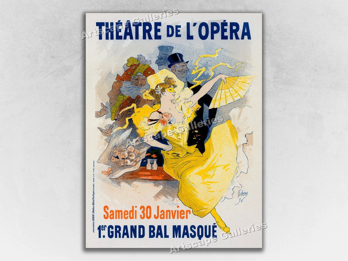 1897 Theater de L' Opera Grand Masquerade Ball French Art Nouveau Art ...