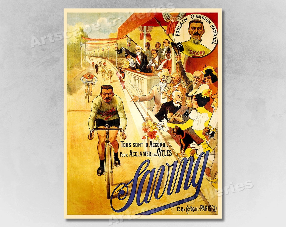1898 Classic French Cycling Poulain National Champion Vintage Graphic ...
