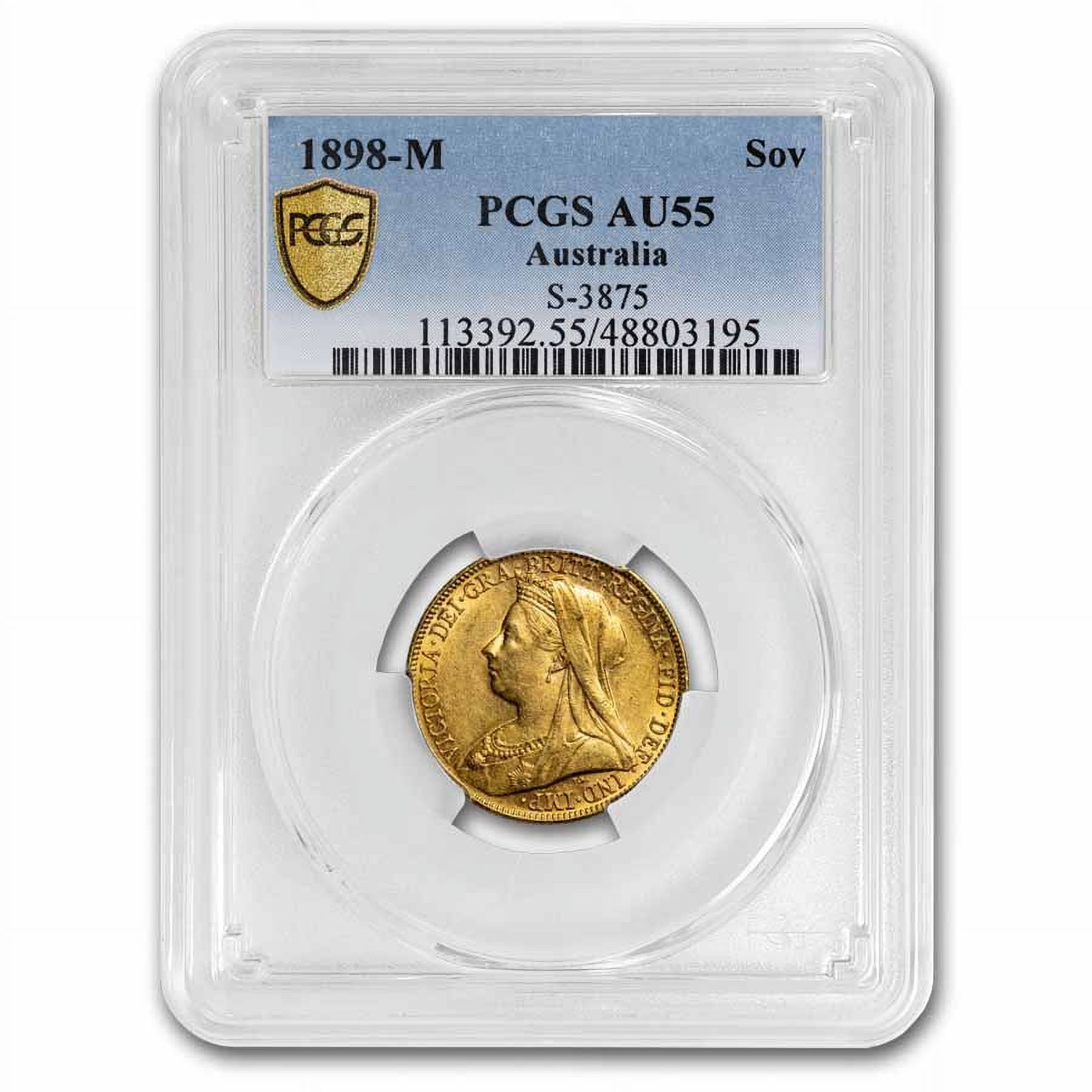 1898-M Australia Gold Sovereign Victoria Veiled Head AU-55 PCGS - Walmart.com