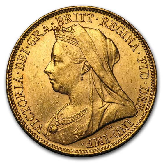 1899 Great Britain Gold Sovereign Victoria Veil Head BU - Walmart.com