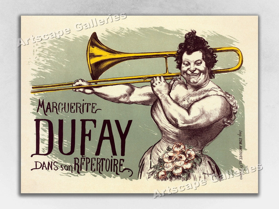 1899 Marguerite Dufay Trombone French Paris Art Nouveau Art, Unframed ...