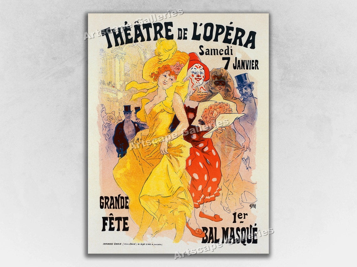 1899 Theatre de l' Opera Masquerade Ball French Art Nouveau Art ...
