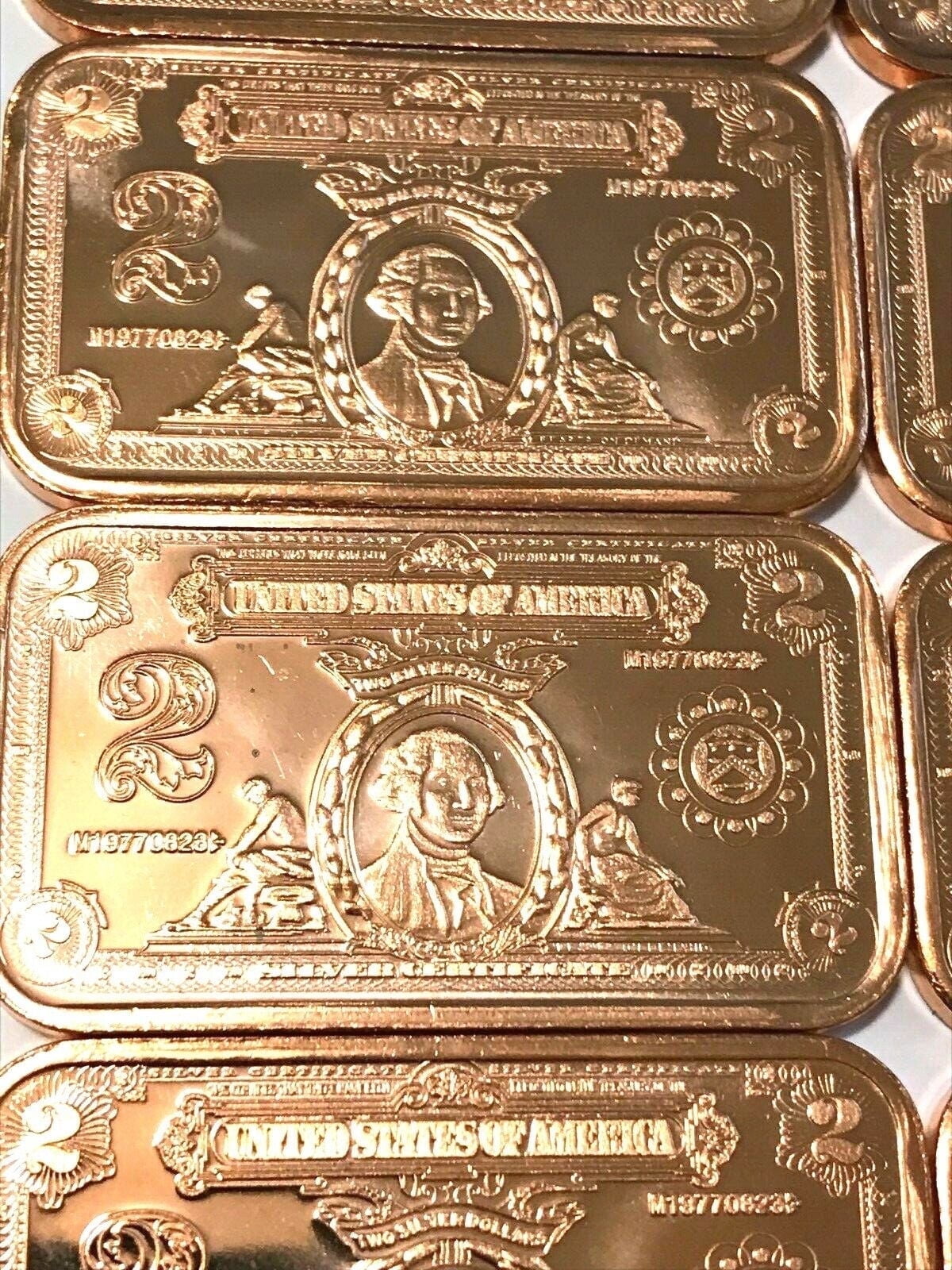 1899 Washington $2 in 15 copper 1 oz. bars (almost a pound) by ...