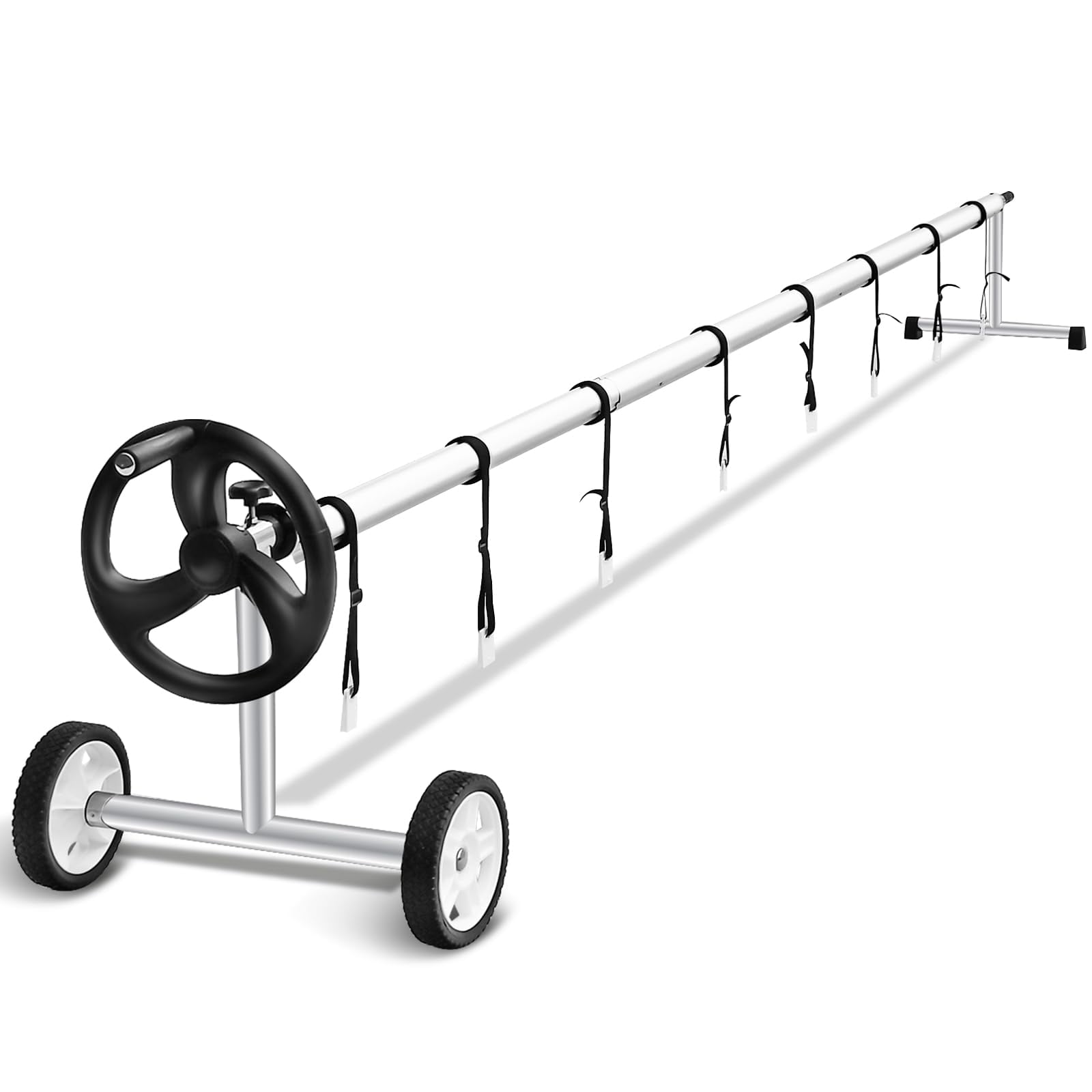 18FT Adjustable Pool Solar Cover Reel Set, Aluminum Roller with Hand ...
