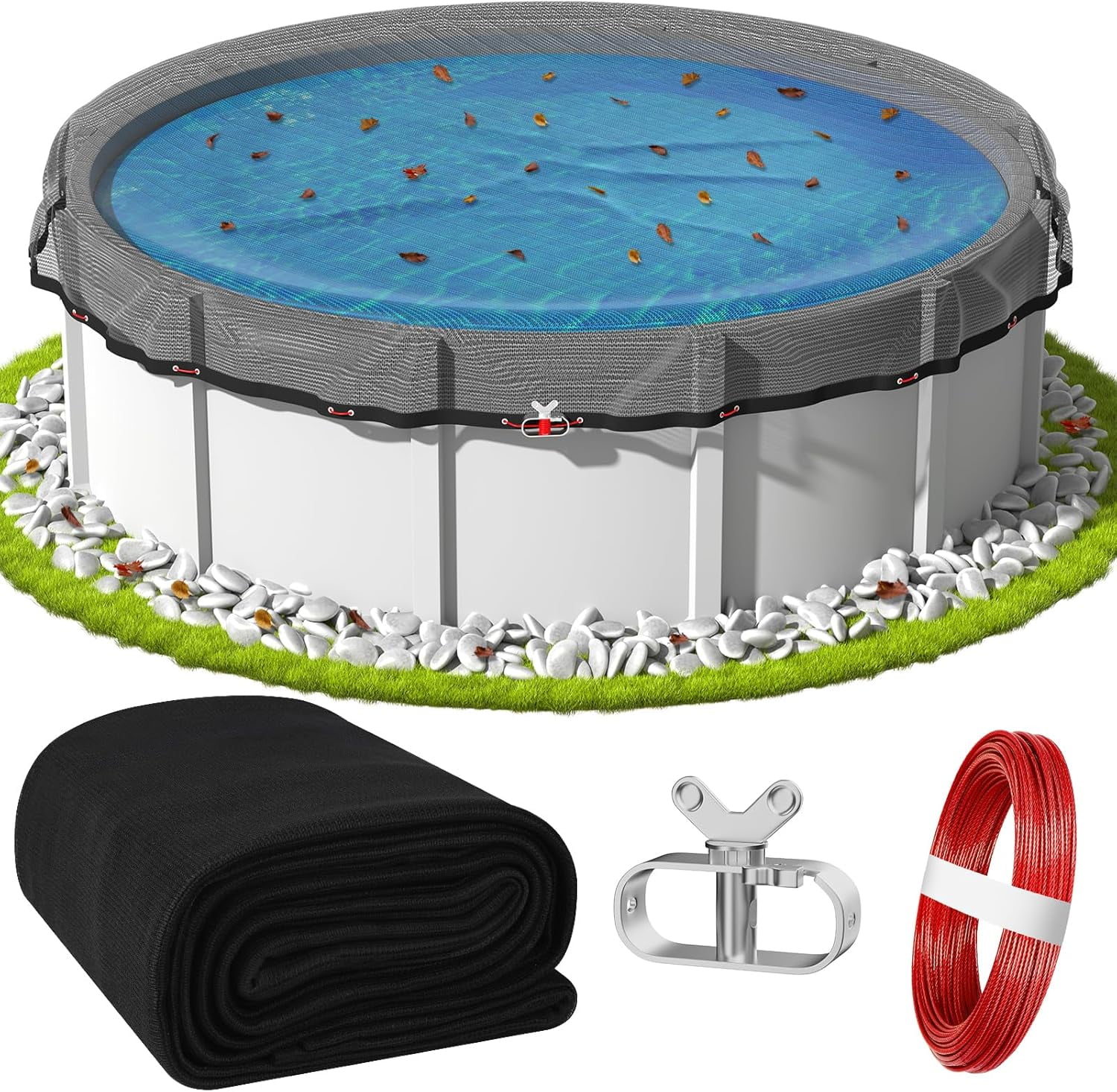 18FT Pool Leaf Net Cover Round Pool Net Cover for Above Ground Pool ...
