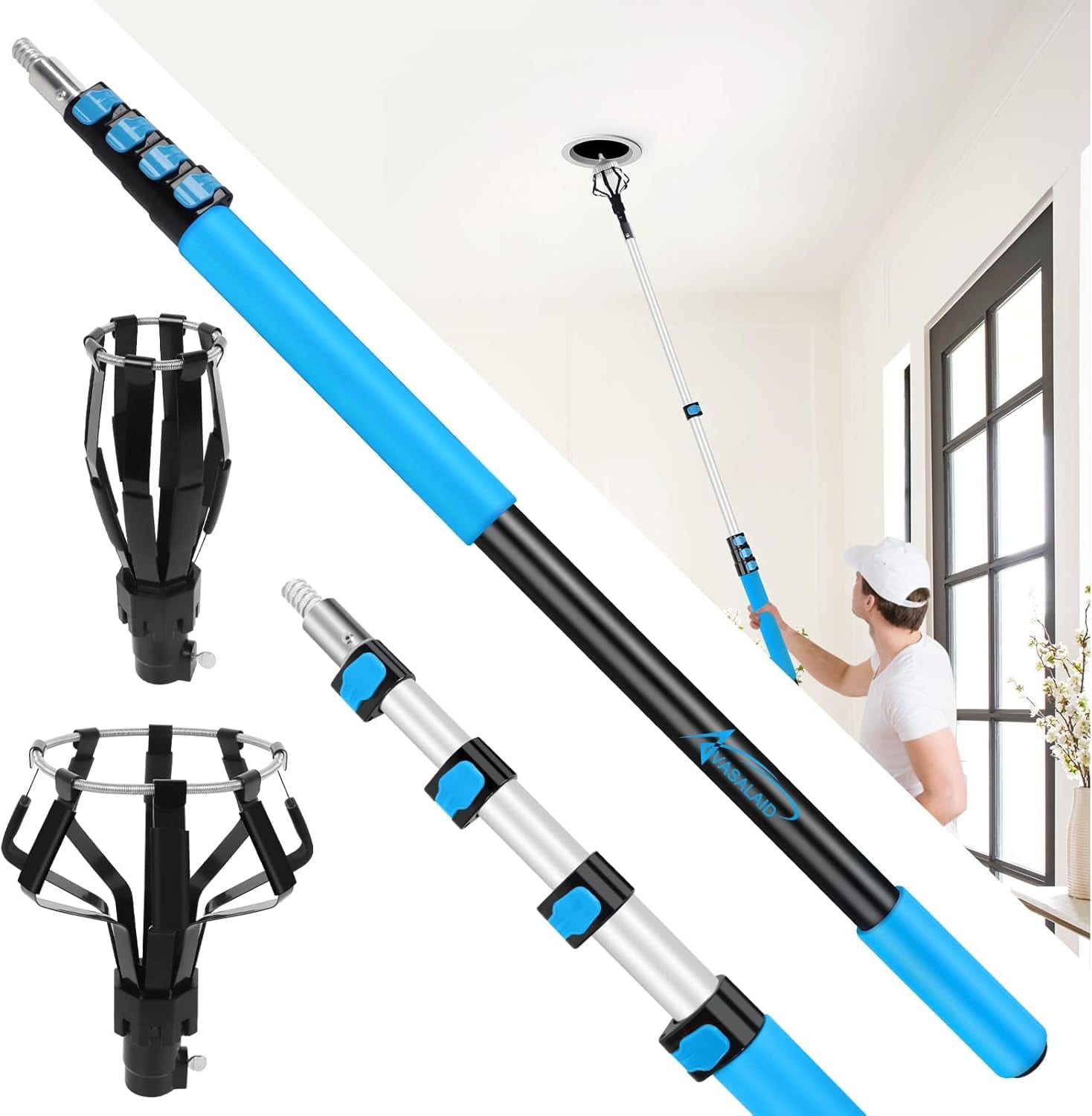 18FT Reach Light Bulb Changer for High Ceilings,12FT Telescopic ...
