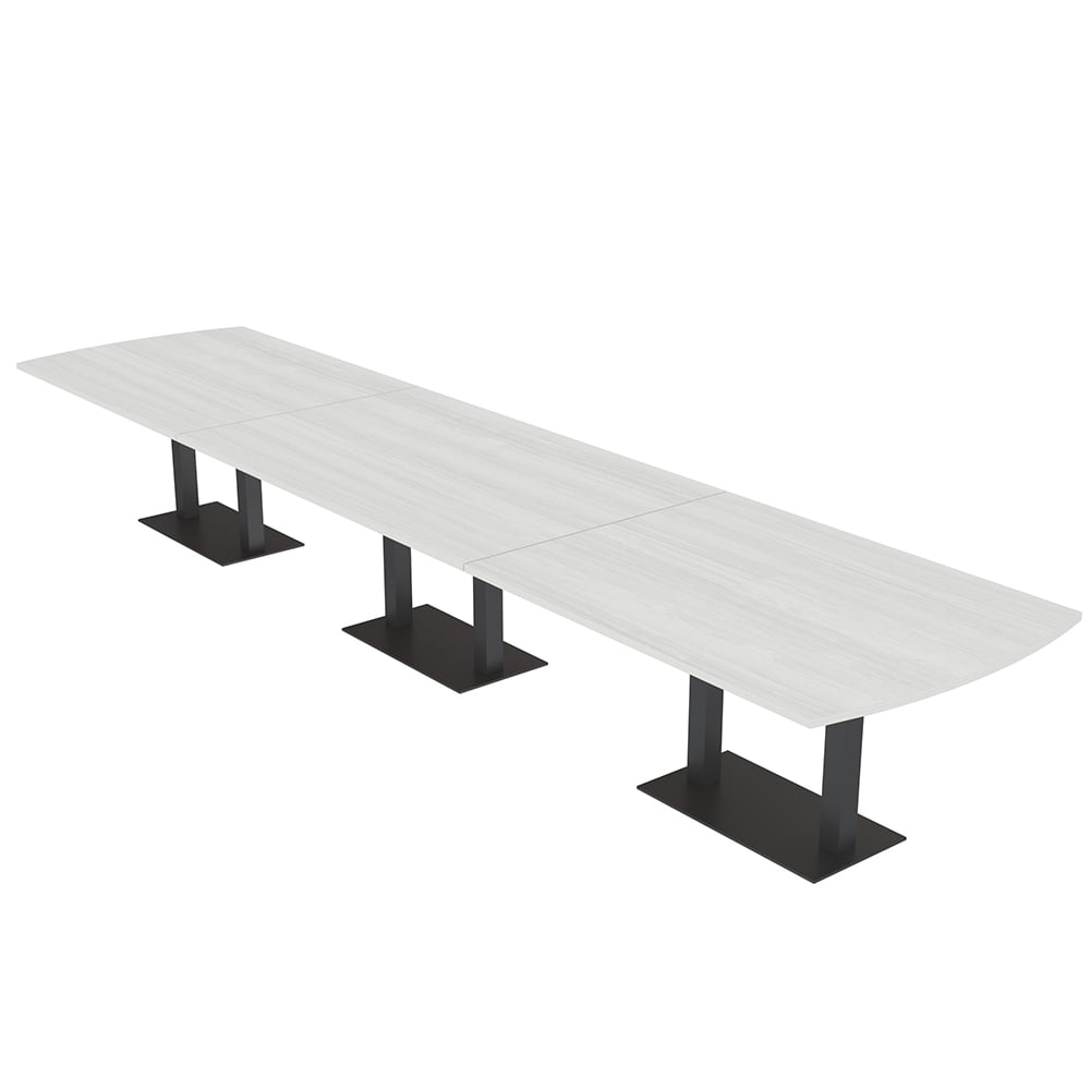 18Ft Arc Rectangle Powered Modular Conference Table Double Black Bases ...