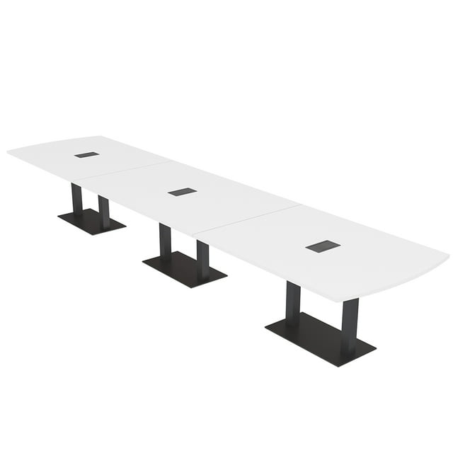 18Ft Arc Rectangle Powered Modular Conference Table Double Black Bases ...