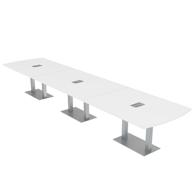 18Ft Arc Rectangle Powered Modular Conference Table Square Metal Bases ...