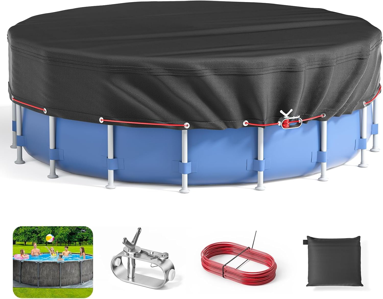 18Ft Round Pool Cover - Covers for Above Ground Pools, Inflatable Pool ...