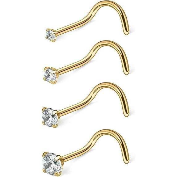 18G 1.5mm 2mm 2.5mm 3mm 3.5mm 4mm Round Diamond CZ Nose Screw Studs Rings Piercing Jewelry 4 ...