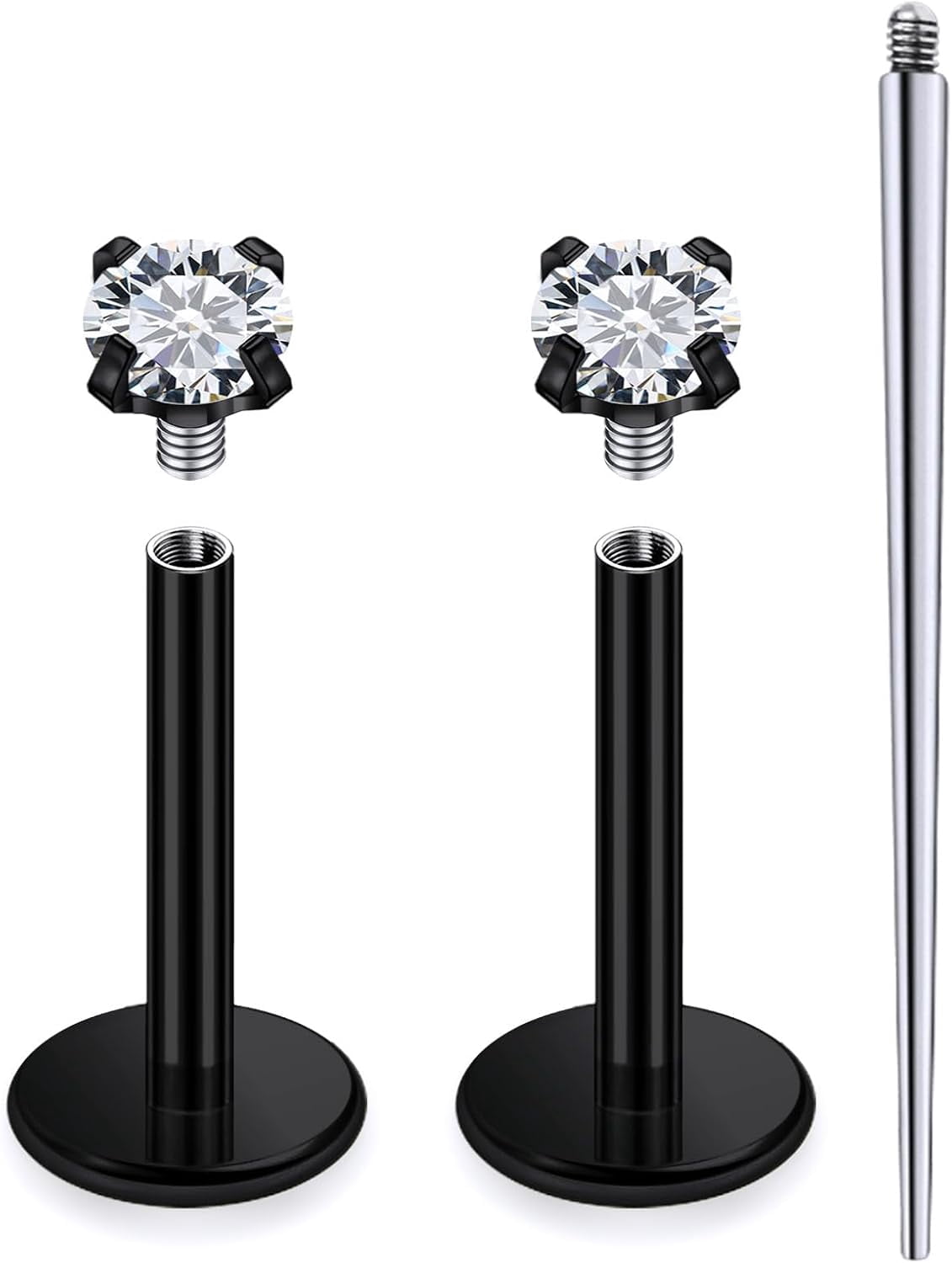 18G 16G 14G Internally Threaded Nose Rings Studs Flat Back Earrings ...
