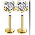 18G 16G 14G Internally Threaded Nose Rings Studs Flat Back Earrings ...