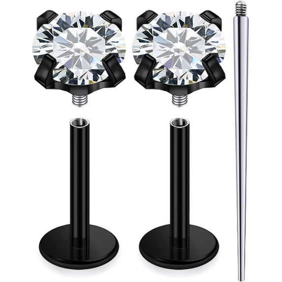 18G 16G 14G Internally Threaded Nose Rings Studs Flat Back Earrings ...