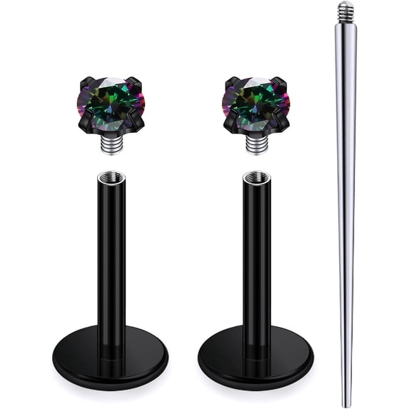 18G 16G 14G Internally Threaded Nose Rings Studs Flat Back Earrings ...