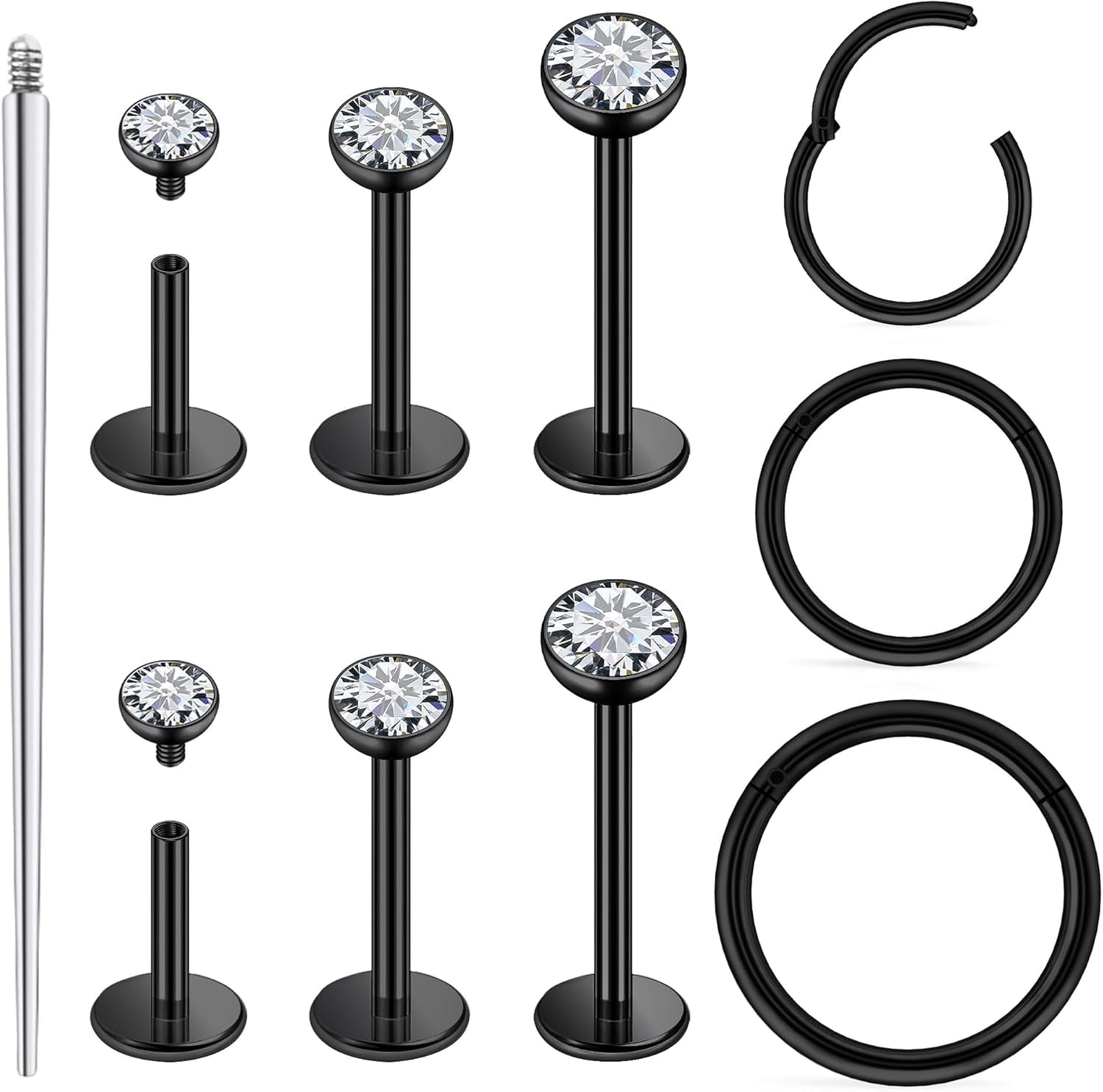 18G 16G 14G Internally Threaded Nose Rings Studs Flat Back Stud ...