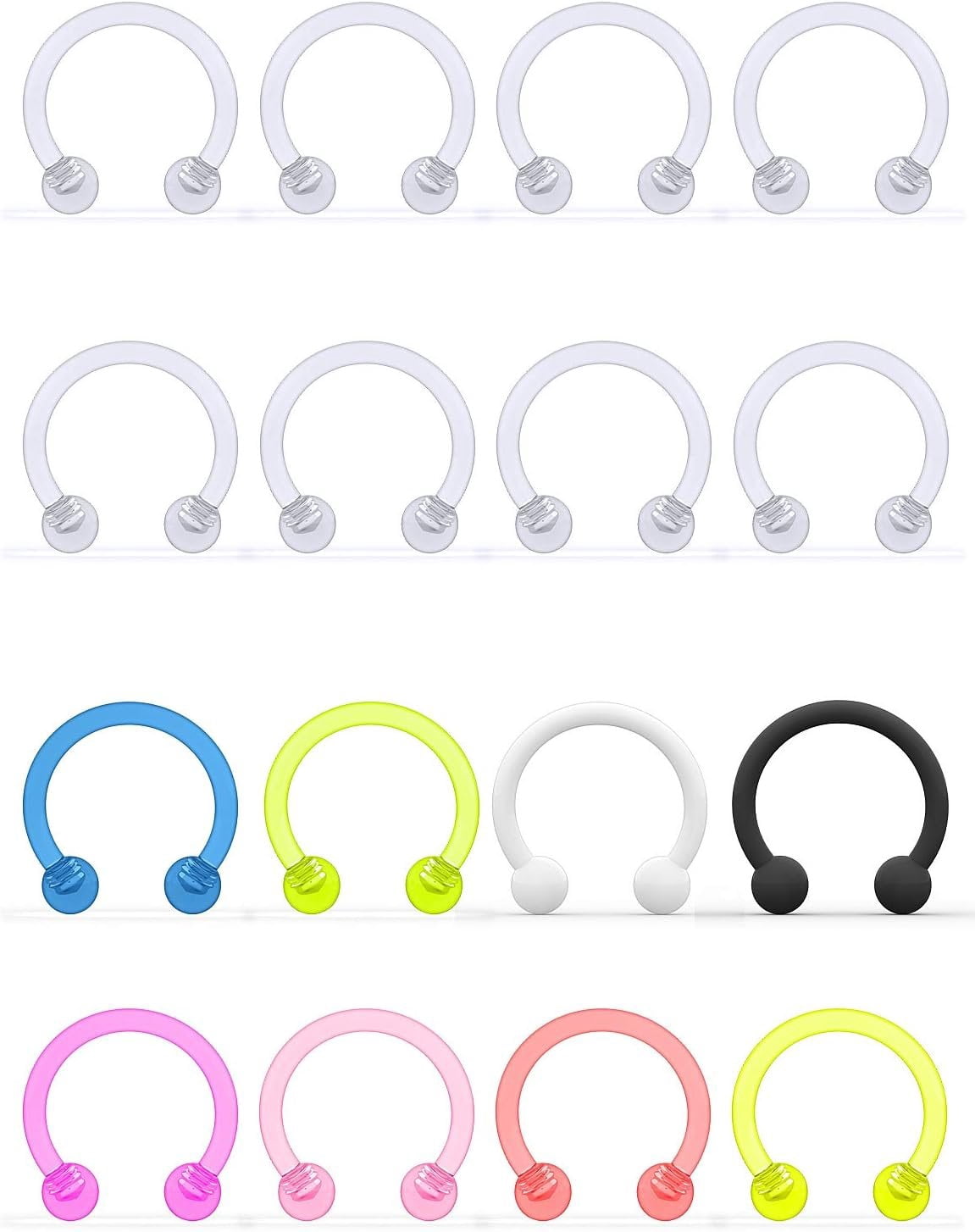 18G 16G 14G Plastic Septum Rings Flexible Lip Rings Hoops Septum Nose ...