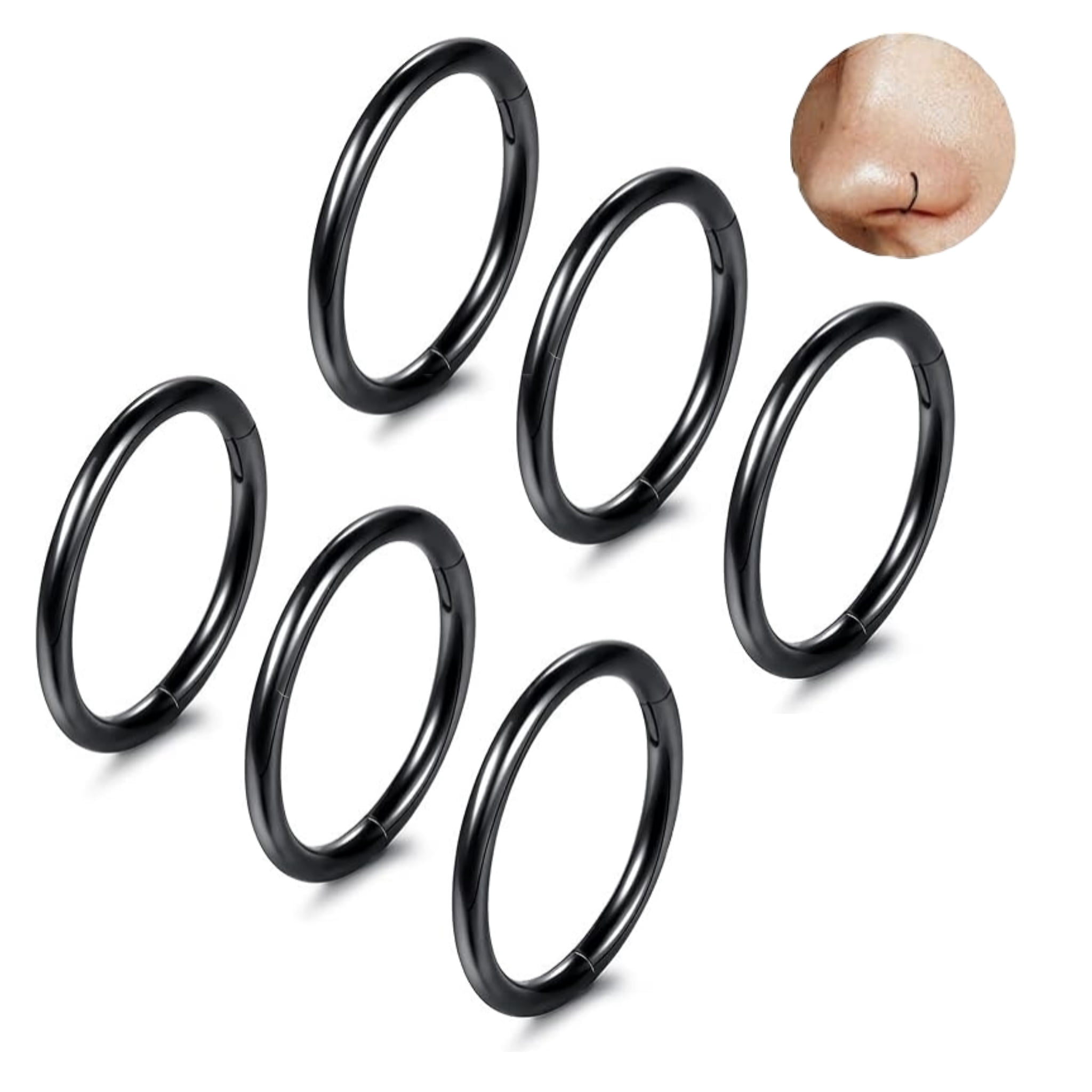 18G Hinged Clicker Segment,6 Pcs Nose Rings,Hoop Helix Cartilage Daith ...