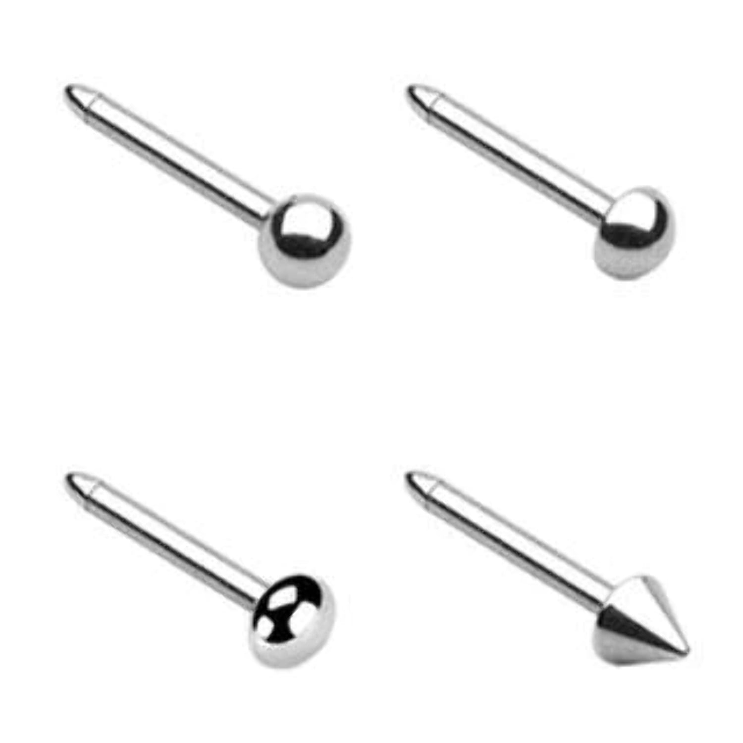 Body Candy Solid 14k White Gold 2mm Turquoise Straight Fishtail Nose S-
