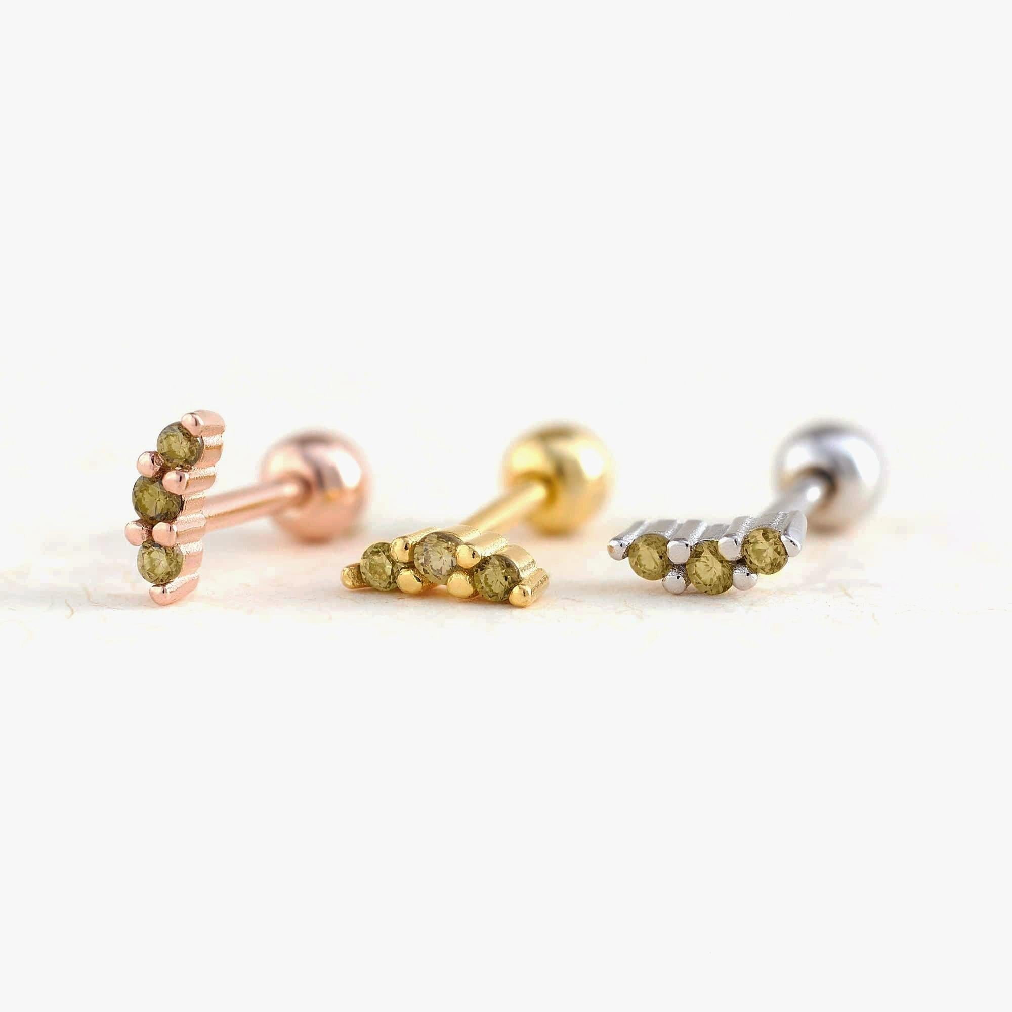 18G Tiny Peridot Green 3A CZ Cluster Screw Back Earrings - Walmart.com