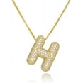 18K Bubble Letter Necklace Gold For Women, Rhinestone Bubble Balloon ...