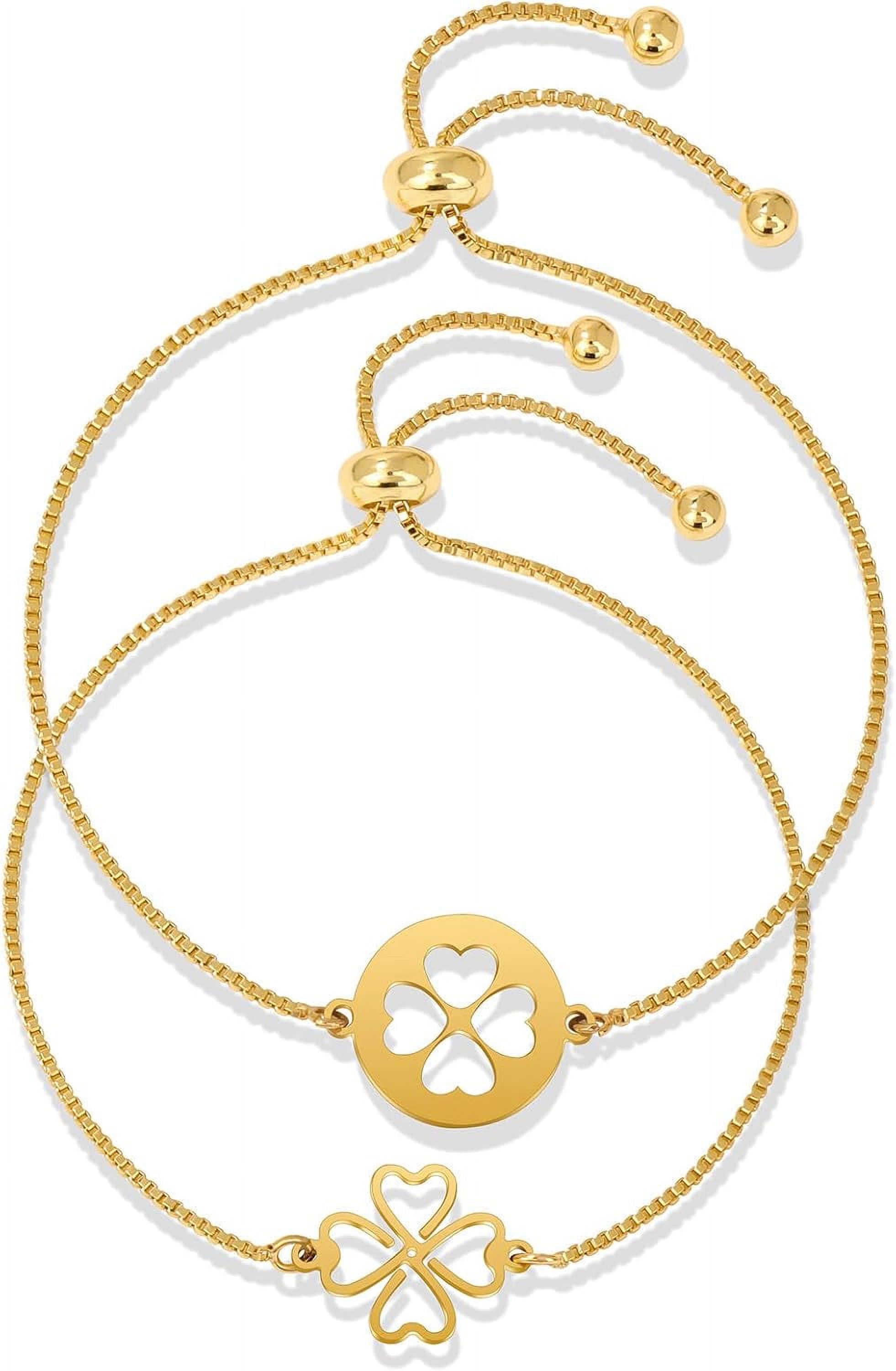 18K Gold Bff Friendship Bracelet Matching Butterfly Cross Charms ...