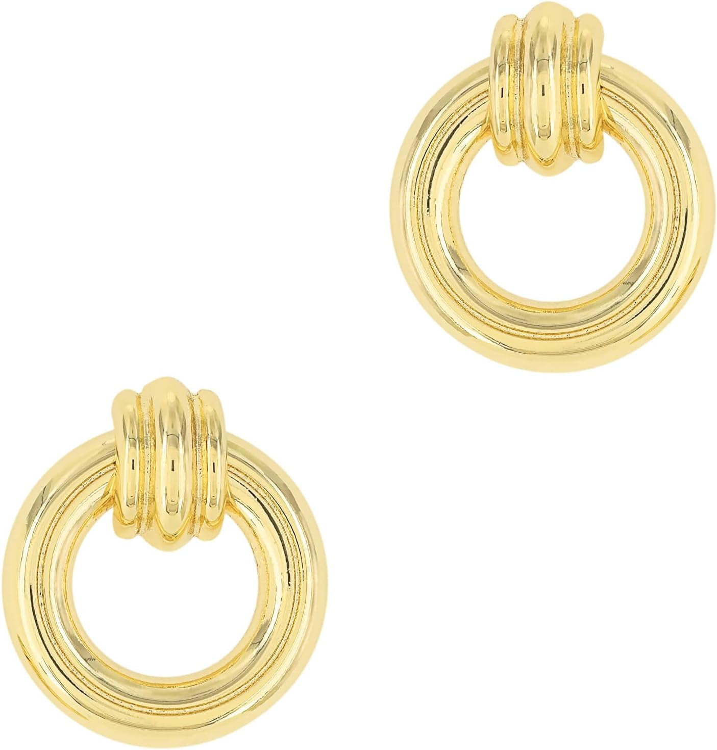 18K Gold Dipped Door Knocker Earrings - Round Geometric Circle ...