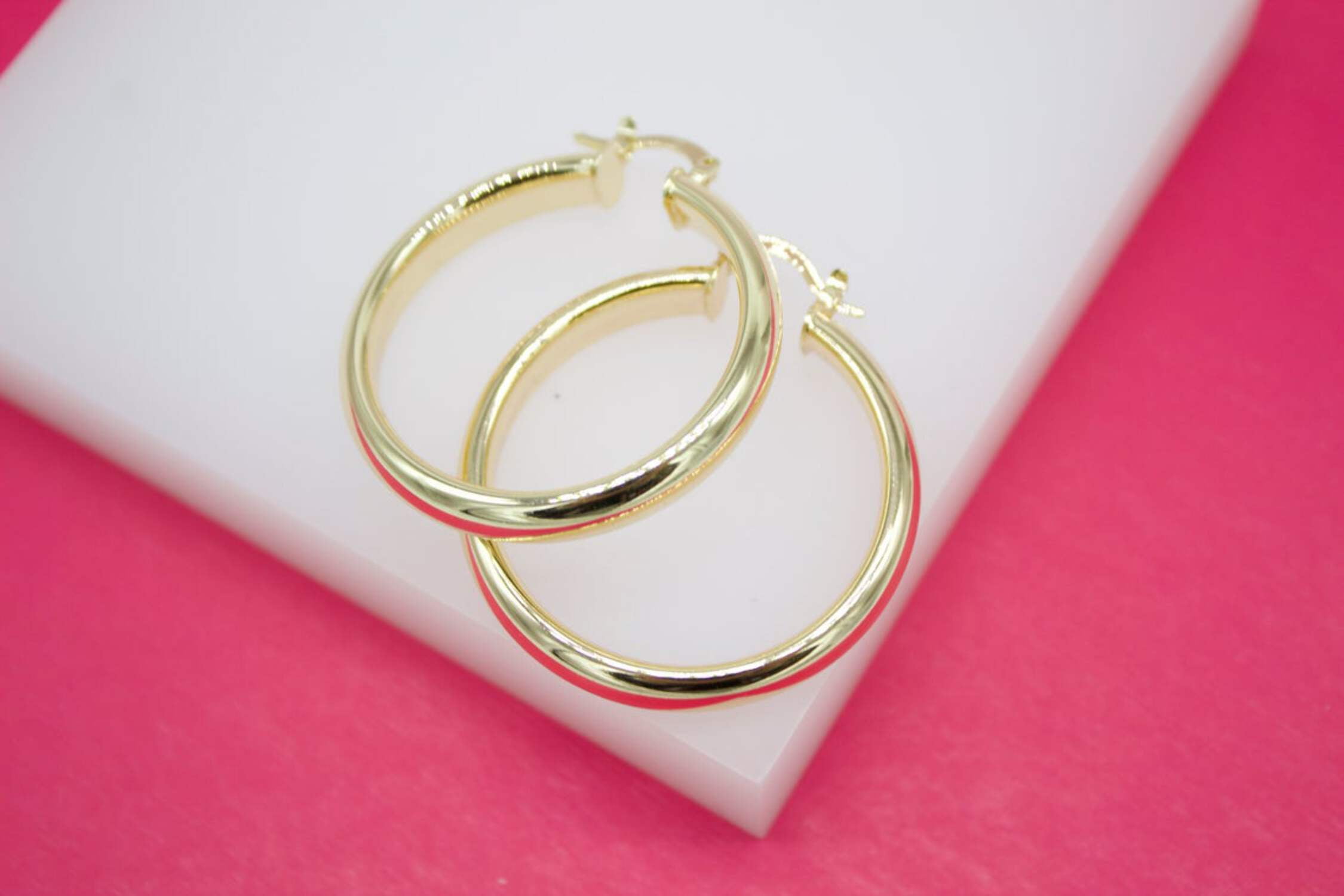 18K Gold Filled 6mm Thin Lever Back Hoop Earrings - Walmart.com