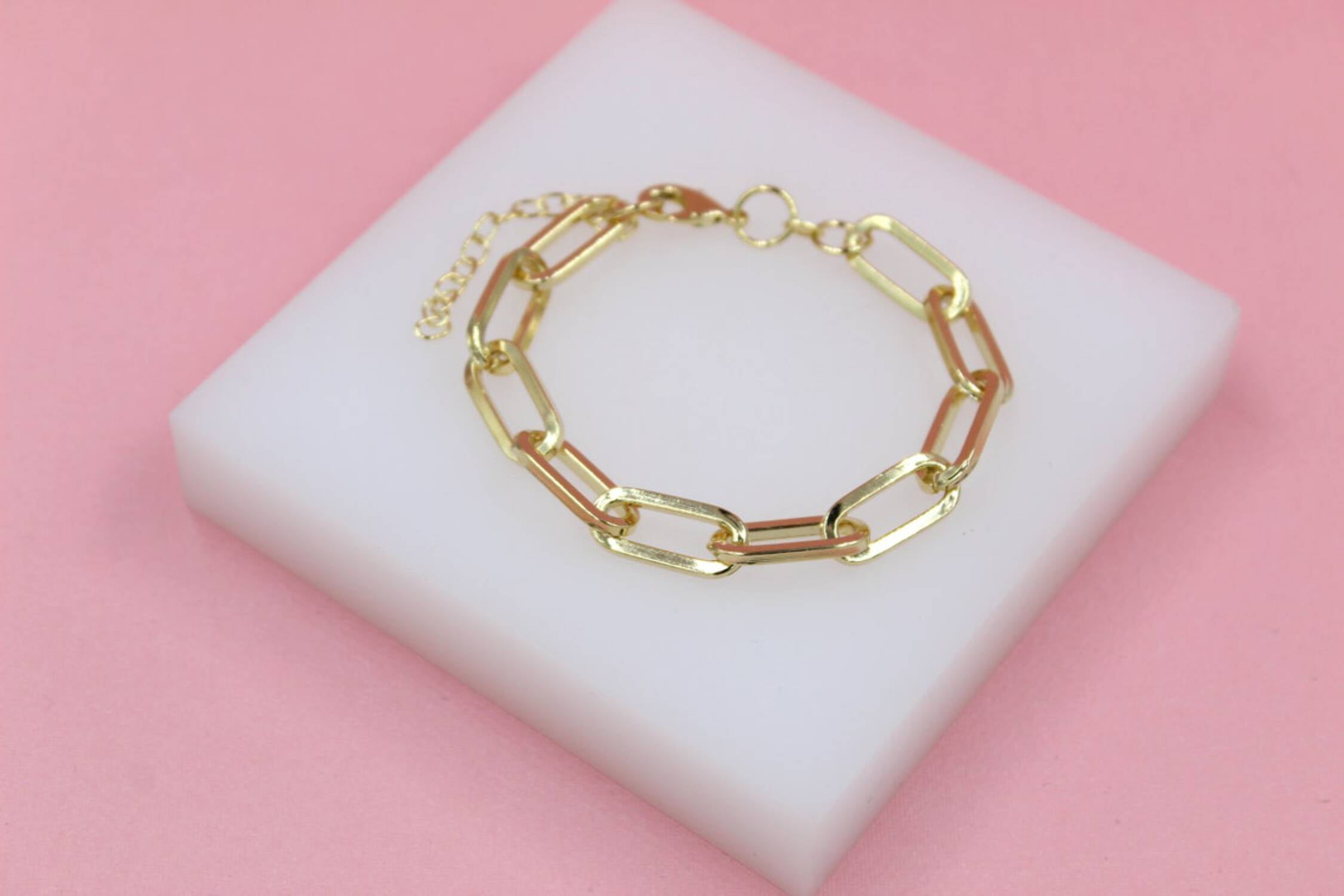 18K Gold Filled 9mm Paper Clip Bracelet - Walmart.com