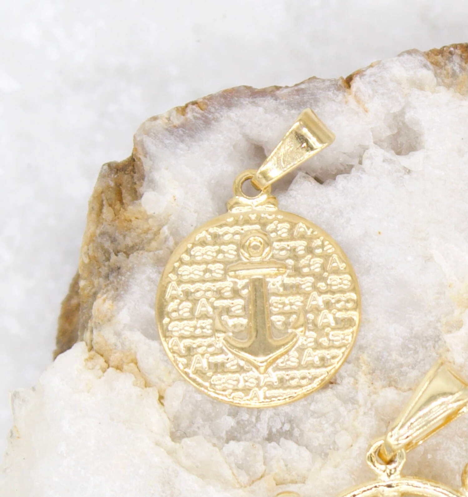 18K Gold Filled Anchor Coin Pendant (A226) - Walmart.com