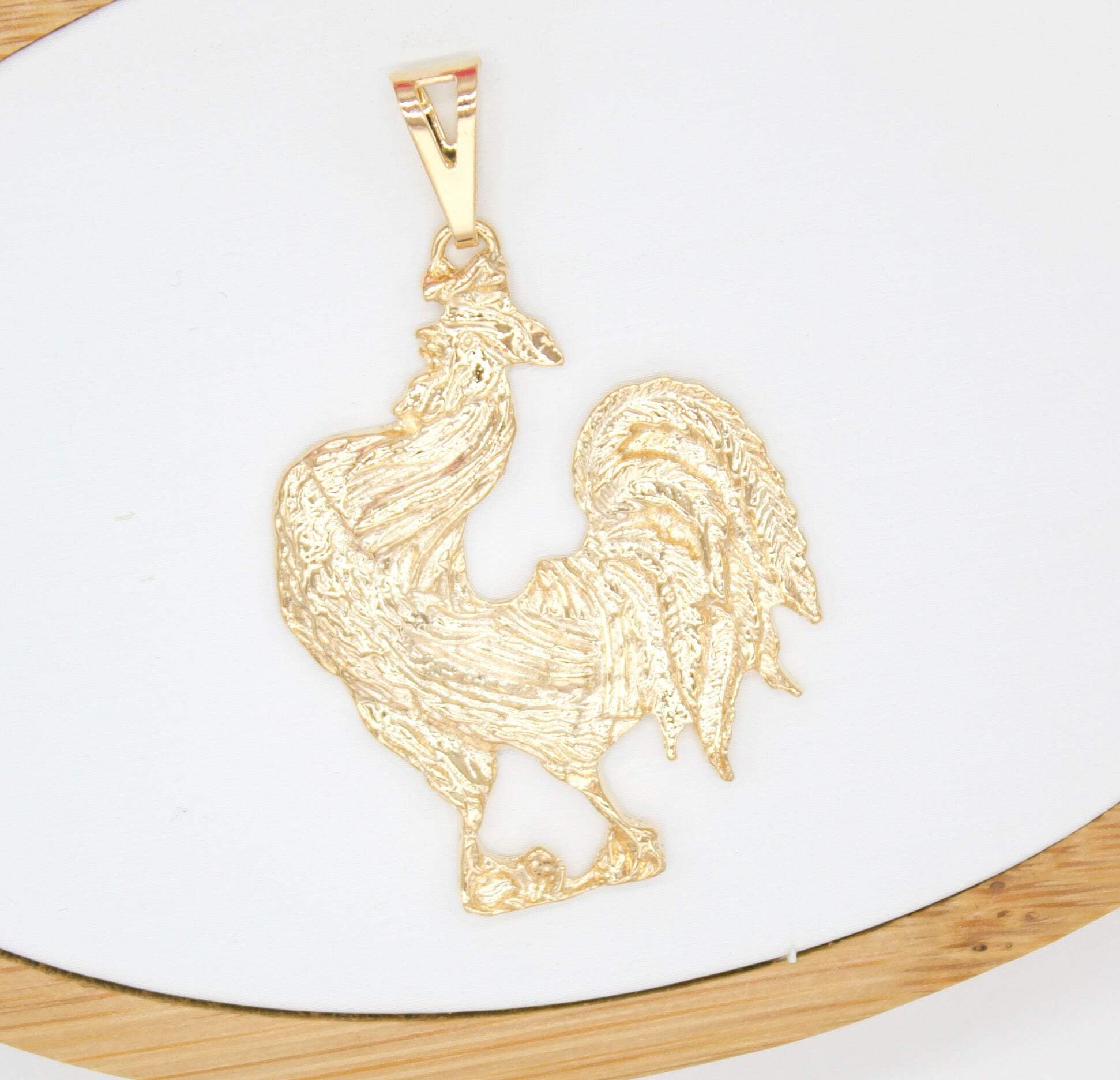 18K Gold Filled Chicken Rooster Bird Pendant (A126) - Walmart.com