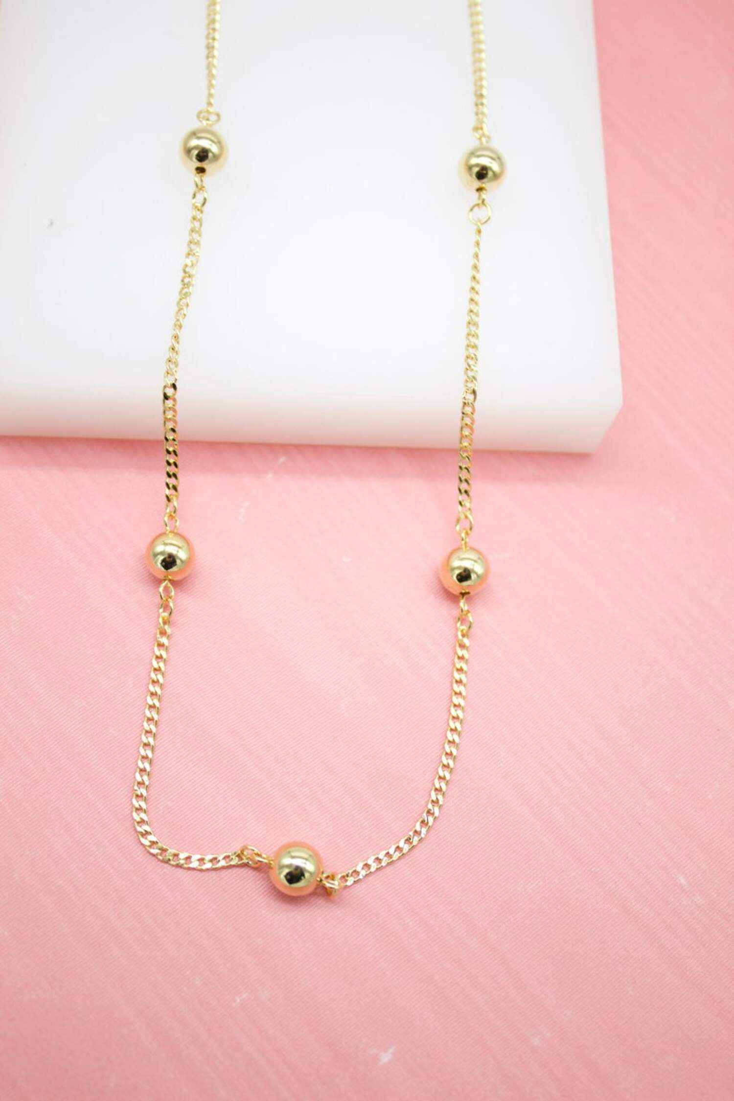 18K Gold Filled Golden Bead Chain Necklace (G235) - Walmart.com