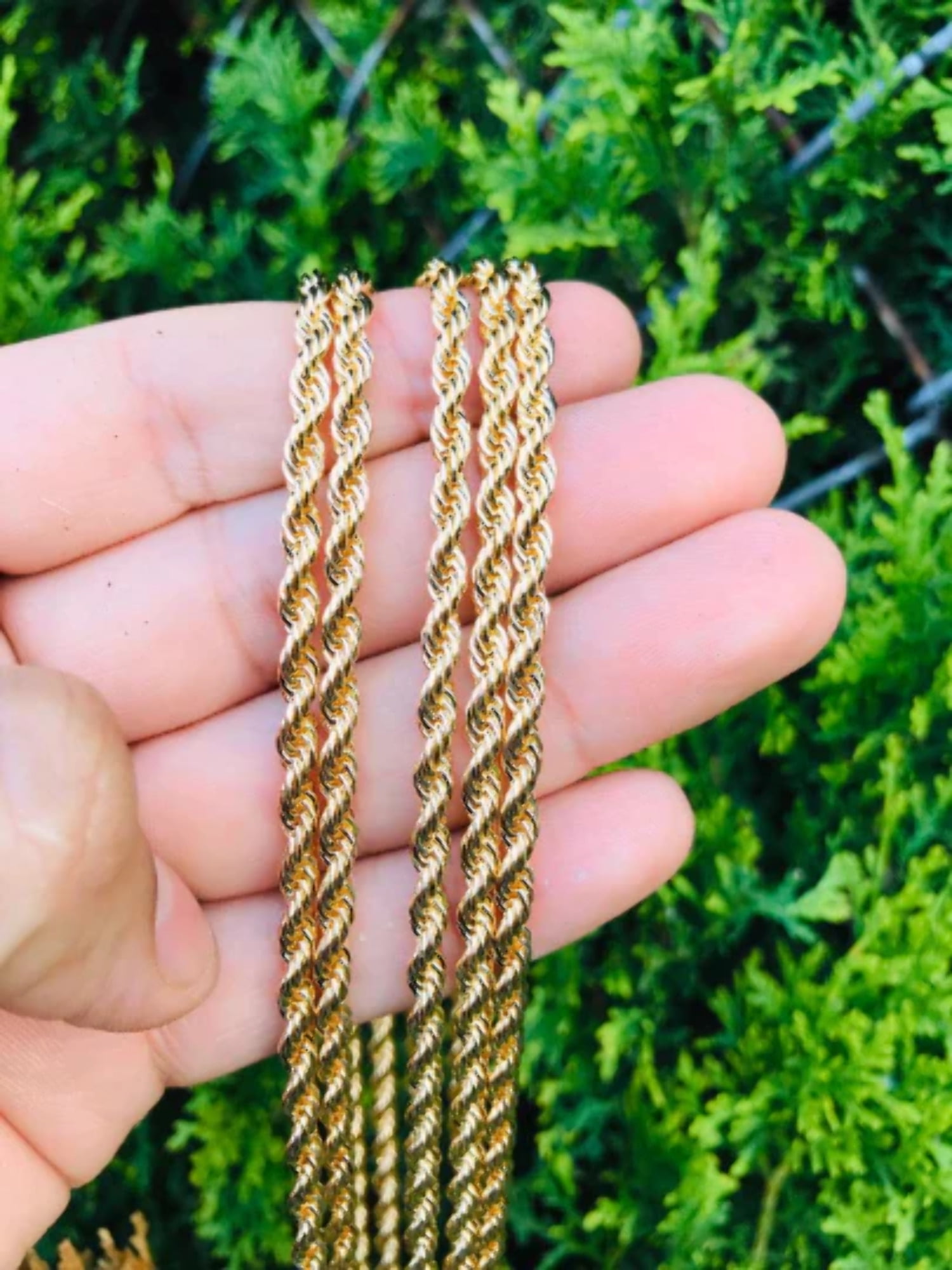 18K Gold Filled Rope Chain for Men 24" / Rope Necklace Unisex for ...