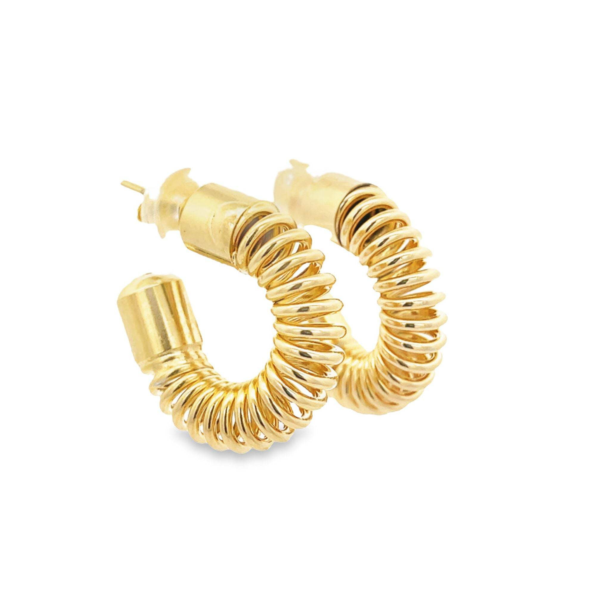 18K Gold Filled Thick Spiral Spring Coil Hoops Push Back Earrings (L414 ...