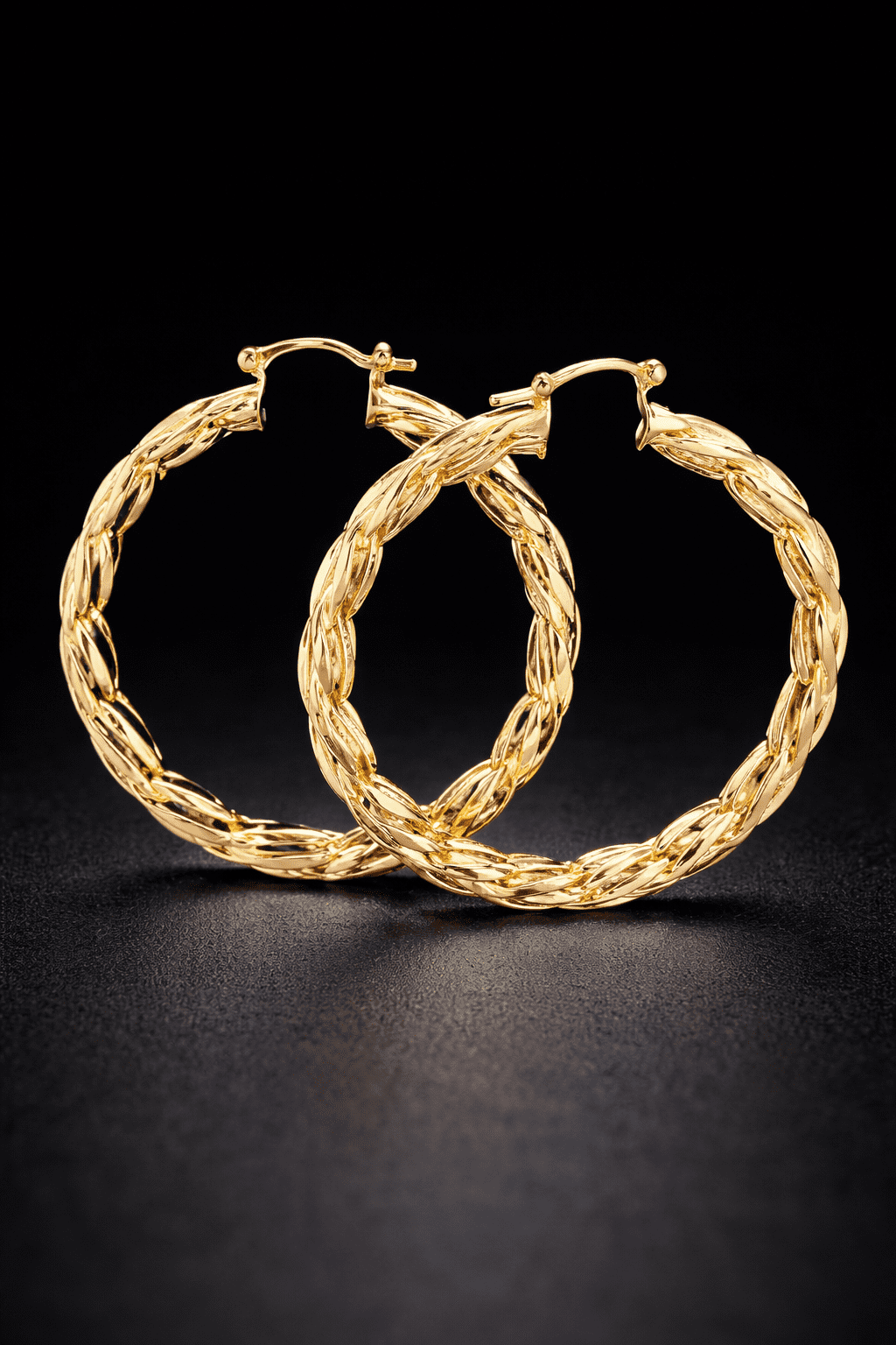 18K Gold Filled Twisted Hoop Earrings Diamond Cut for Women Gifts ...