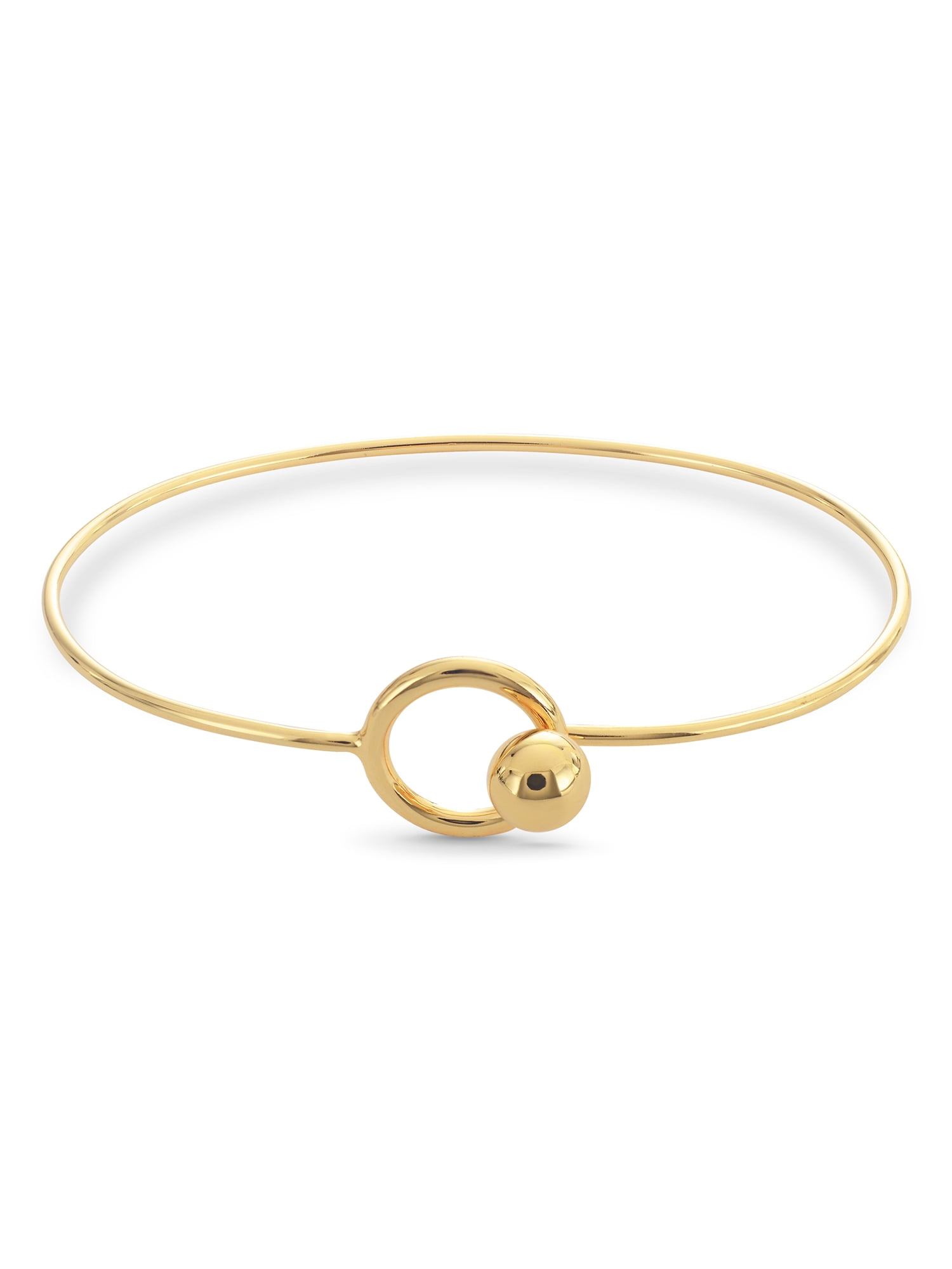 18K Gold Over Sterling Silver Bead Circle Closure Bangle - Walmart.com