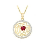 18K Gold Over Sterling Silver Heart Created Ruby With Diamond Accent ...