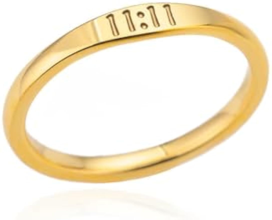18K Gold Plated 1111 Angel Number Ring for Women Stainless Steel Make A ...