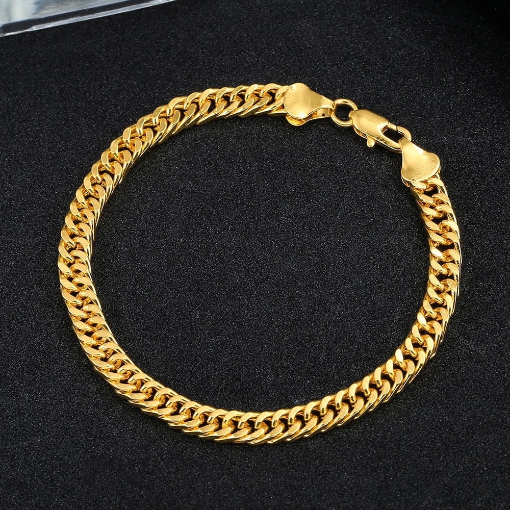 18K Gold Plated 7.8 Inches Bracelet for Men and Woman, Boys and Girls ...