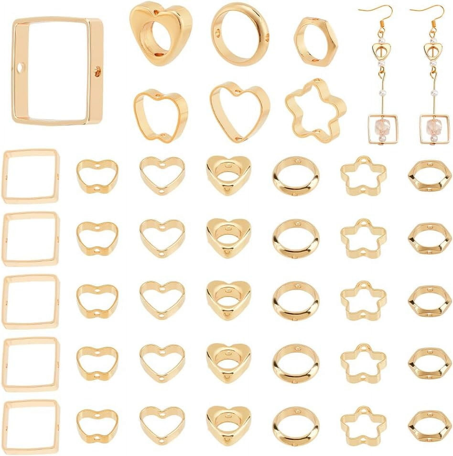 18K Gold Plated Bead Frames 42pcs 7 Styles Double Hole Frame Spacer ...