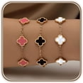 18K Gold Plated Clover Bracelet Set for Women White/Black/Gold/Silver ...
